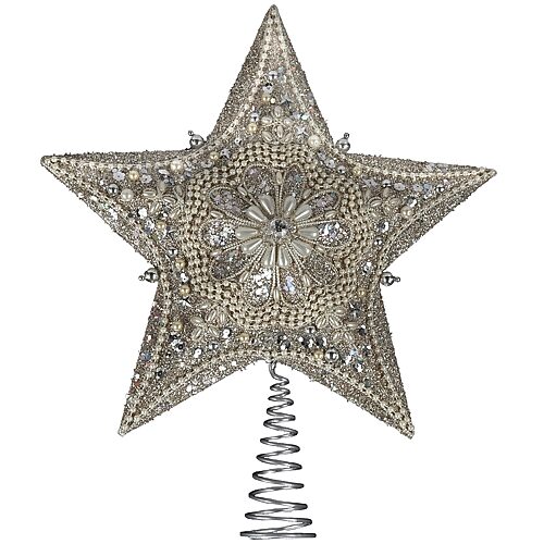Click here for Kurt Adler 13.5 Platinum Star With Glitter Treetop... prices