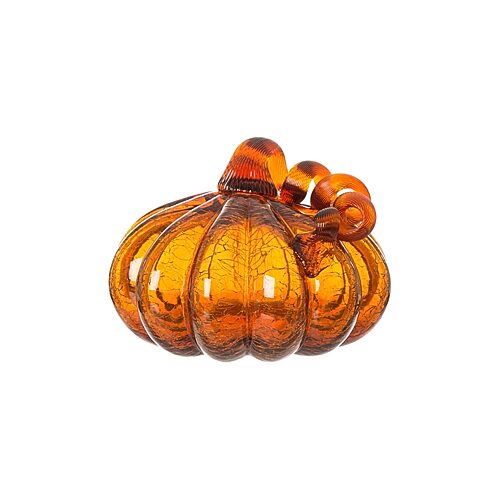 Click here for Glitzhome Amber Crackle Glass Pumpkin  One Size  O... prices