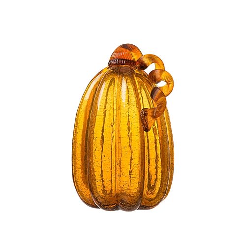 Click here for Glitzhome Amber Crackle Tall Glass Pumpkin Thanksg... prices