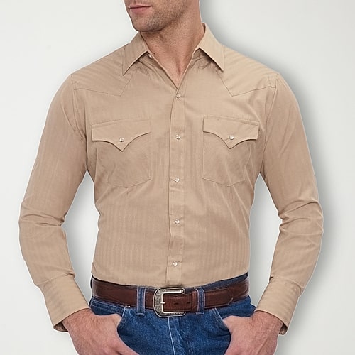 Click here for Ely Cattleman Tonal Snap Front Mens Long Sleeve Cl... prices