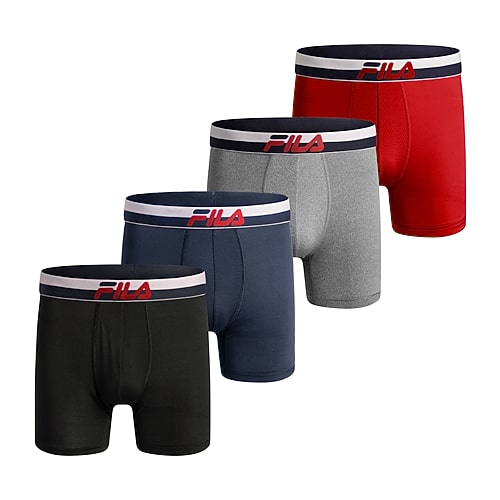 FILA Perfomance Mesh Mens 4 Pack Boxer Briefs Fm412bxpmp1amz  Xx-large  Blue