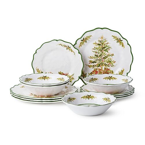Certified International Holly Tree 12-pc. Melamine Dinnerware Set  One Size  White