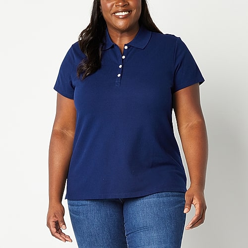 Click here for St. Johns Bay Womens Plus Short Sleeve Polo Shirt... prices