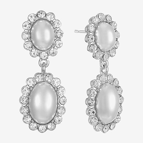 Click here for Monet Jewelry Timeless Silver Tone Halo Double Wom... prices