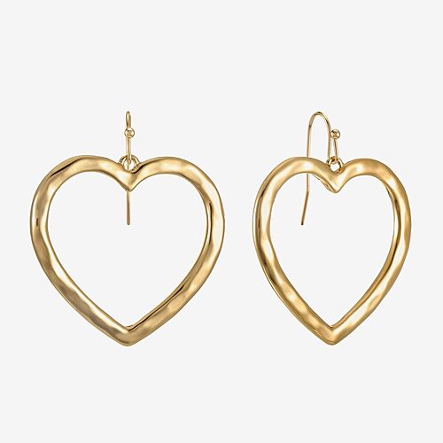 Click here for Liz Claiborne Hammered Open Womens Heart Drop Earr... prices