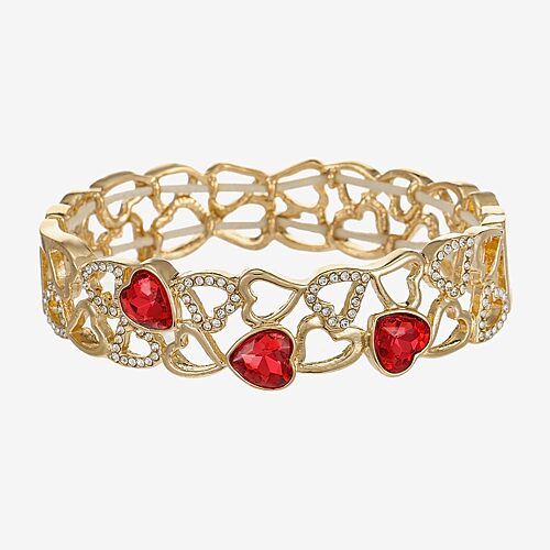 Click here for Monet Jewelry Gold Tone Womens Red Glass Heart Str... prices