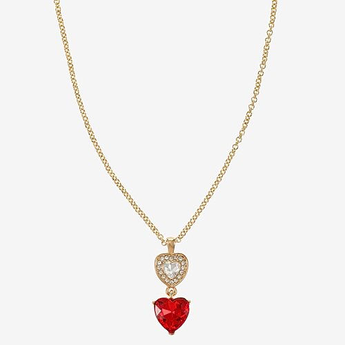 Click here for Monet Jewelry Gold Tone Womens Red Glass Heart 17... prices