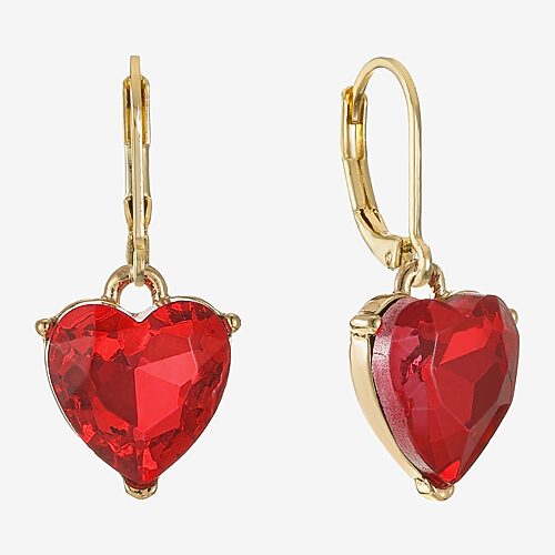 Click here for Monet Jewelry Womens Red Glass Heart Drop Earrings... prices
