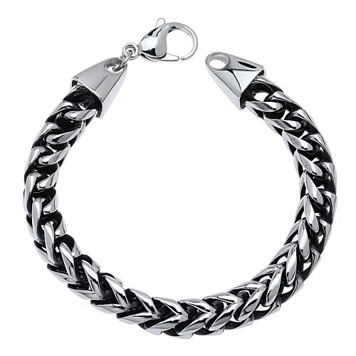 Click here for Mens Stainless Steel & Black IP 8 1/2 8mm Foxtail... prices