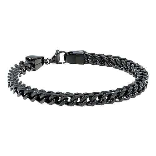 Click here for Mens Stainless Steel & Black IP 9 6mm Foxtail Brac... prices