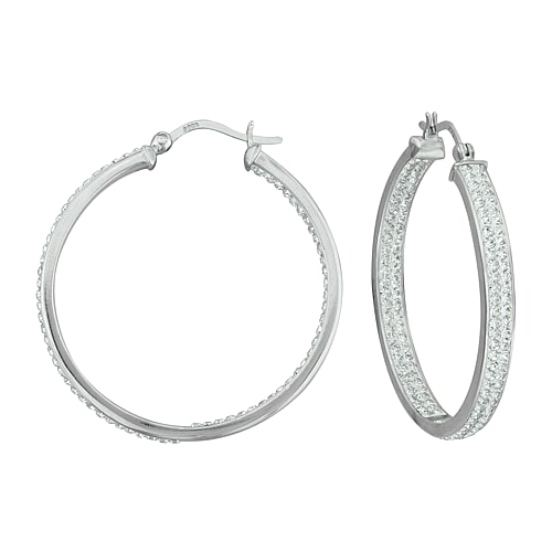 Click here for Sterling Silver Crystal In/Out Hoop Earrings  One... prices
