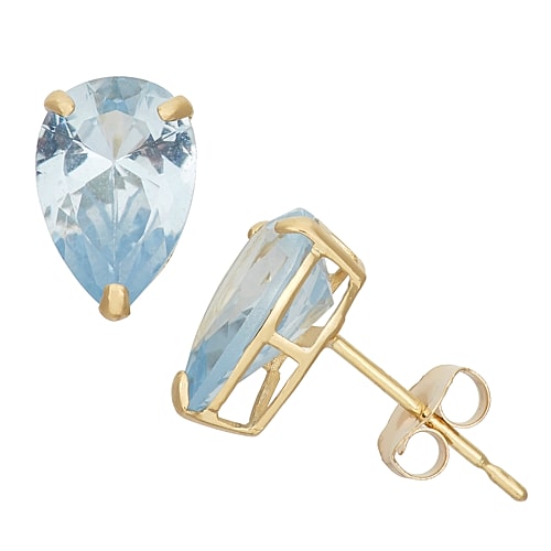 Click here for Lab Created Blue Aquamarine 10K Gold 9mm Pear Stud... prices