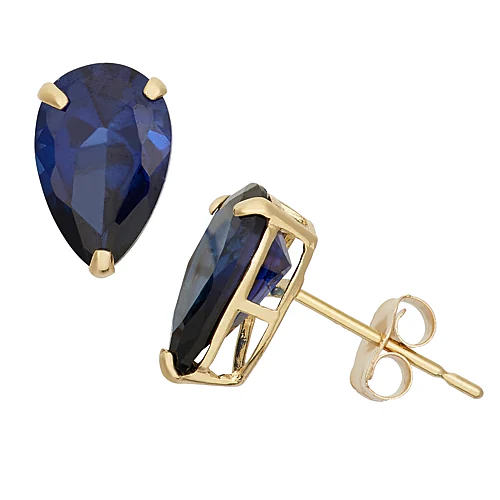 Click here for Lab Created Blue Sapphire 10K Gold 9mm Pear Stud E... prices