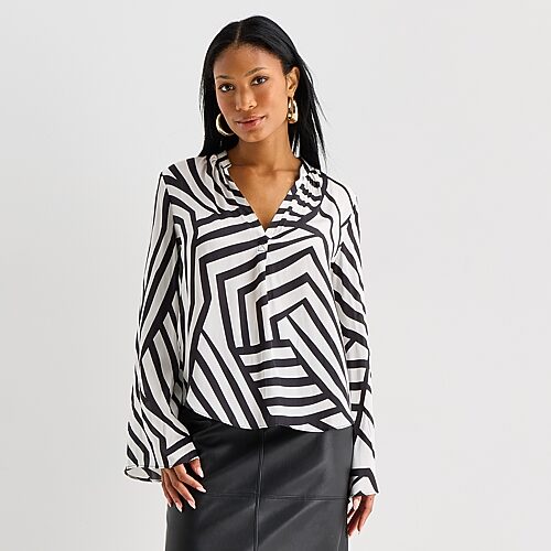 Click here for Worthington Womens Split Crew Neck Long Sleeve Sat... prices