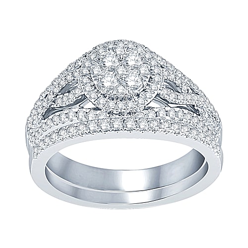 Click here for 1 CT.T.W. Natural Diamond 14K White Gold Bridal Se... prices