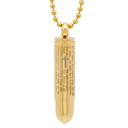 Click here for Steeltime LordS Prayer Bullet Mens 18K Gold Stainl... prices
