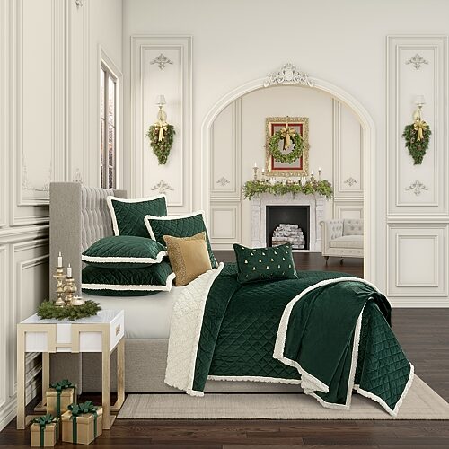 Queen Street Cozy 3-pc. Embellished Quilt Set  One Size  Green