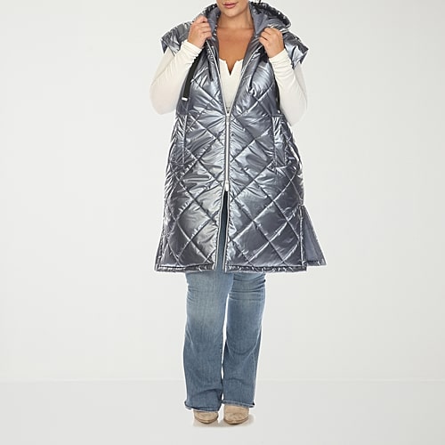 Click here for White Mark Plus Size Metallic Puffer Vest Jacket -... prices