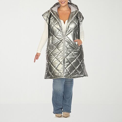Click here for White Mark Plus Size Metallic Puffer Vest Jacket -... prices