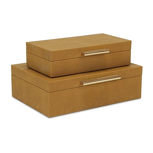 Click here for Cheungs Camel Brown Faux Shagreen Rectangular 2-pc... prices