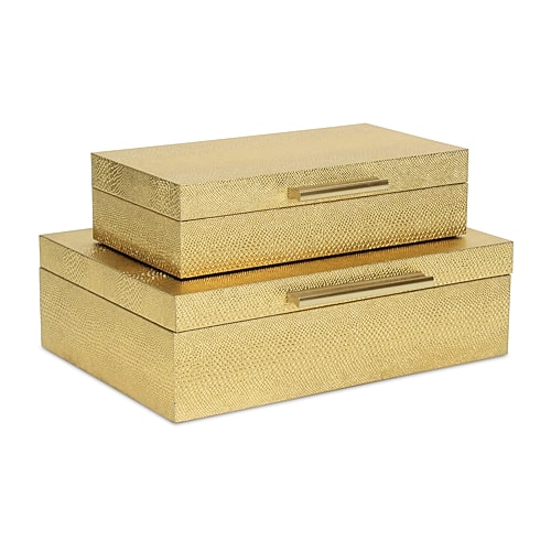 Click here for Cheungs Gold Faux Snakeskin Rectangular 2-pc. Deco... prices