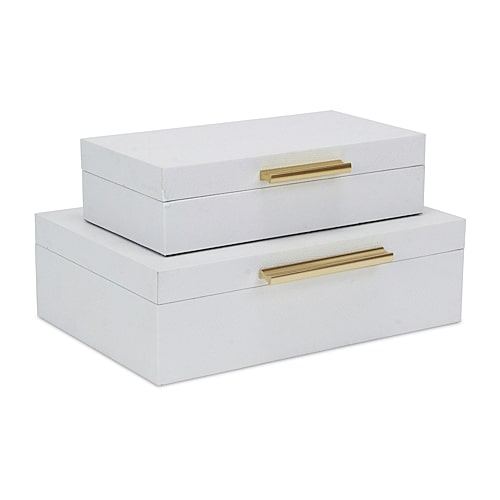 Click here for Cheungs White Faux Snakeskin Rectangular 2-pc. Dec... prices