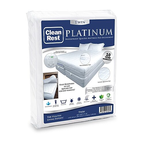 CleanBrands Platinum Zippered Encasing Quilted Mattress Pad  King - White