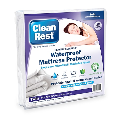 CleanBrands Fitted Waterproof Mattress Protector  Full - White