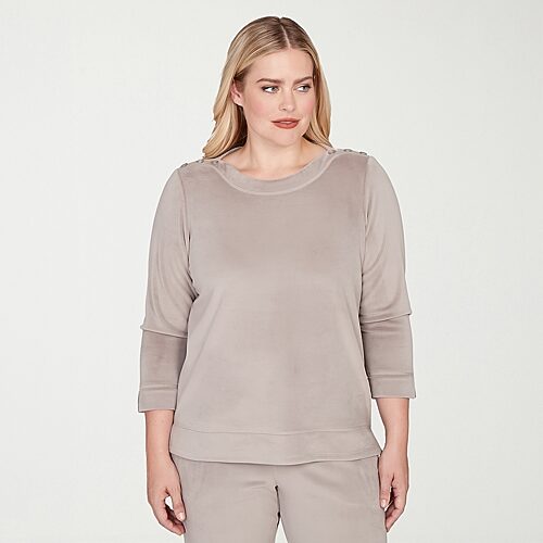 Click here for Alfred Dunner Calm Luxe Womens Boat Neck 3/4 Sleev... prices
