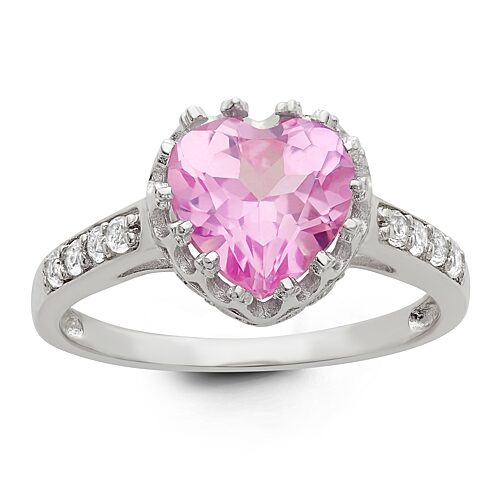 Click here for Womens Lab Created Pink Sapphire Sterling Silver H... prices