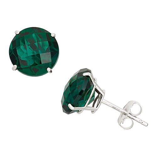 Click here for Lab Created Green Emerald 10K Gold 8mm Stud Earrin... prices
