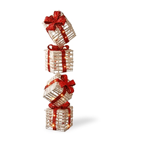 Click here for PRE-LIT 33I SISAL GIFT BOX TOWER  One Size  White prices