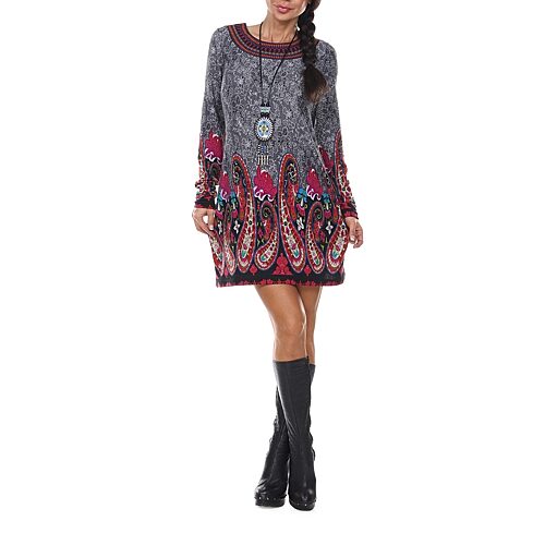 Click here for White Mark Sandrine Embroidered Sweater Dress  X-l... prices