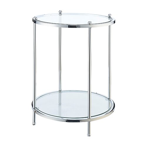 Click here for Royal Crest 2 Tier Round Glass End Table with Shel... prices