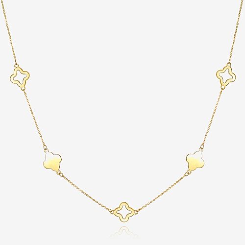 Click here for Womens 14K Gold Clover 18 Inch Pendant Necklace  O... prices