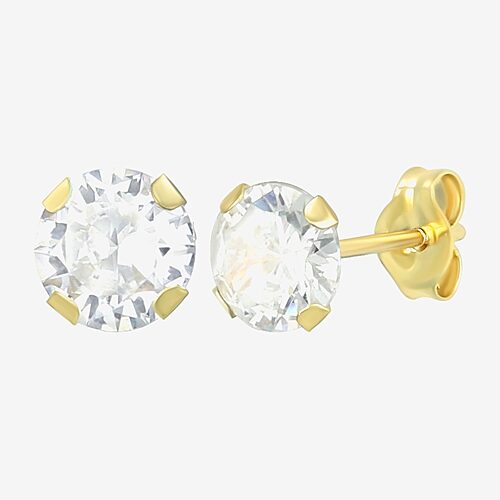 Click here for Cubic Zirconia 14K Gold 4mm Round Stud Earrings  O... prices