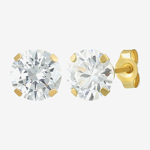 Click here for Cubic Zirconia 14K Gold 6mm Round Stud Earrings  O... prices