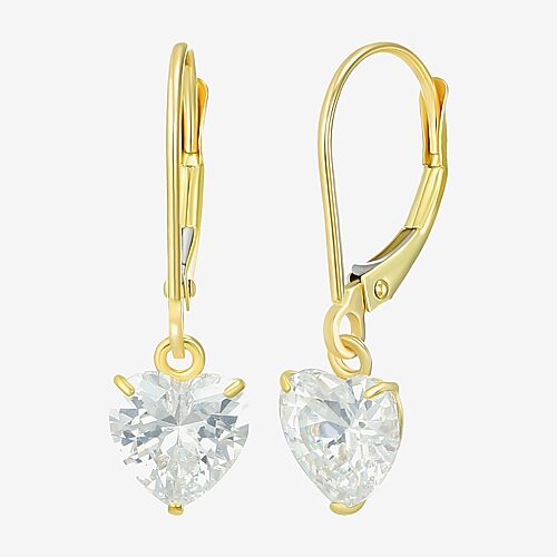 Click here for Womens Cubic Zirconia 14K Gold Heart Drop Earrings... prices