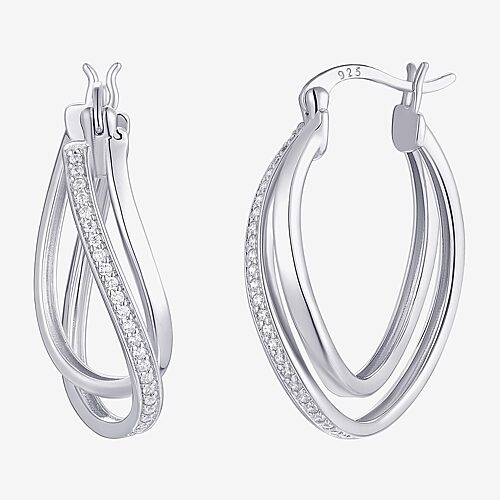 Click here for Womens Cubic Zirconia Sterling Silver 28mm Round H... prices