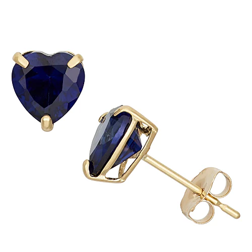 Click here for Lab Created Blue Sapphire 10K Gold 6.1mm Heart Stu... prices