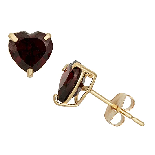Click here for Genuine Red Garnet 10K Gold 6.1mm Heart Stud Earri... prices