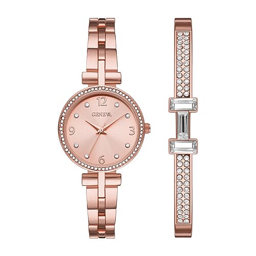 Click here for Geneva Womens Crystal Accent Rose Goldtone 2-pc. W... prices