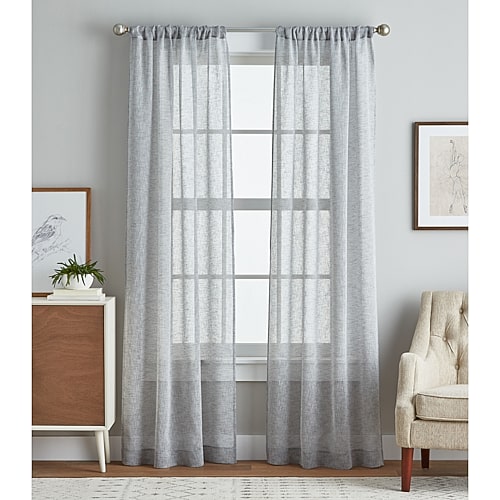 Click here for CHF Pandora Sheer Rod Pocket Set of 2 Curtain Pane... prices