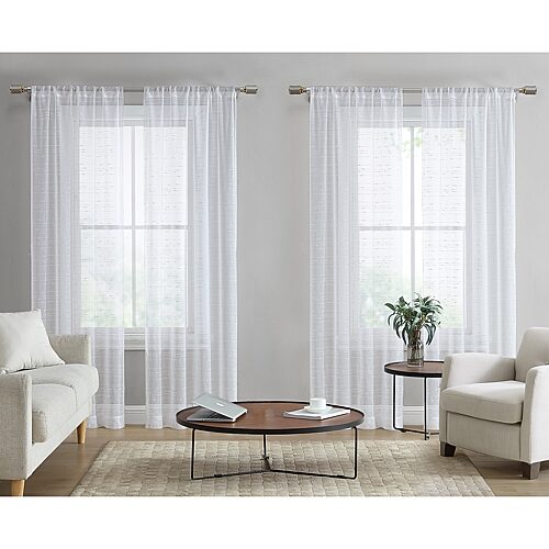 Click here for Laura Ashley Lehman Rod Pocket Sheer Set of 4 Curt... prices