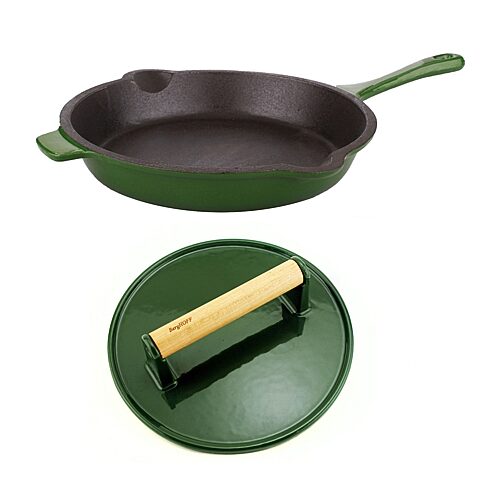 Click here for BergHOFF Neo Cast Iron Fry Pan & Steak Press  One... prices