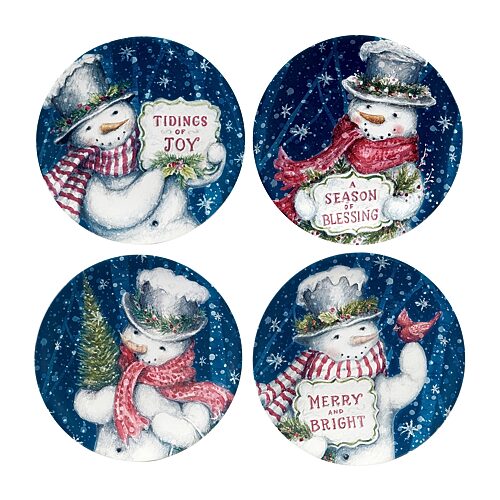 Click here for Certified International Snowman Greetings 4-pc. Ea... prices