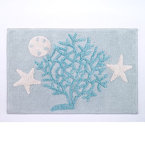 Avanti Beachcomber Seashells Cotton Bath Rug  20 x 30 - Seafoam