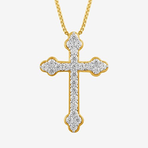 Click here for Womens 3/8 CT.T.W. Lab-Grown Diamond 10K Gold Cros... prices
