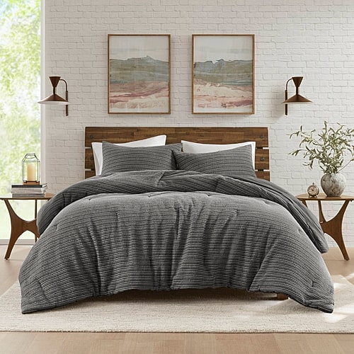 Woolrich Lyon Waffle Washed 3-Pc. Comforter Set  Full/Queen - Charcoal