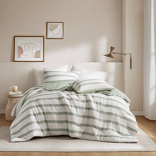 510 Design Merritt Yarn-Dyed Striped Easy Care Comforter Set  One Size  Green